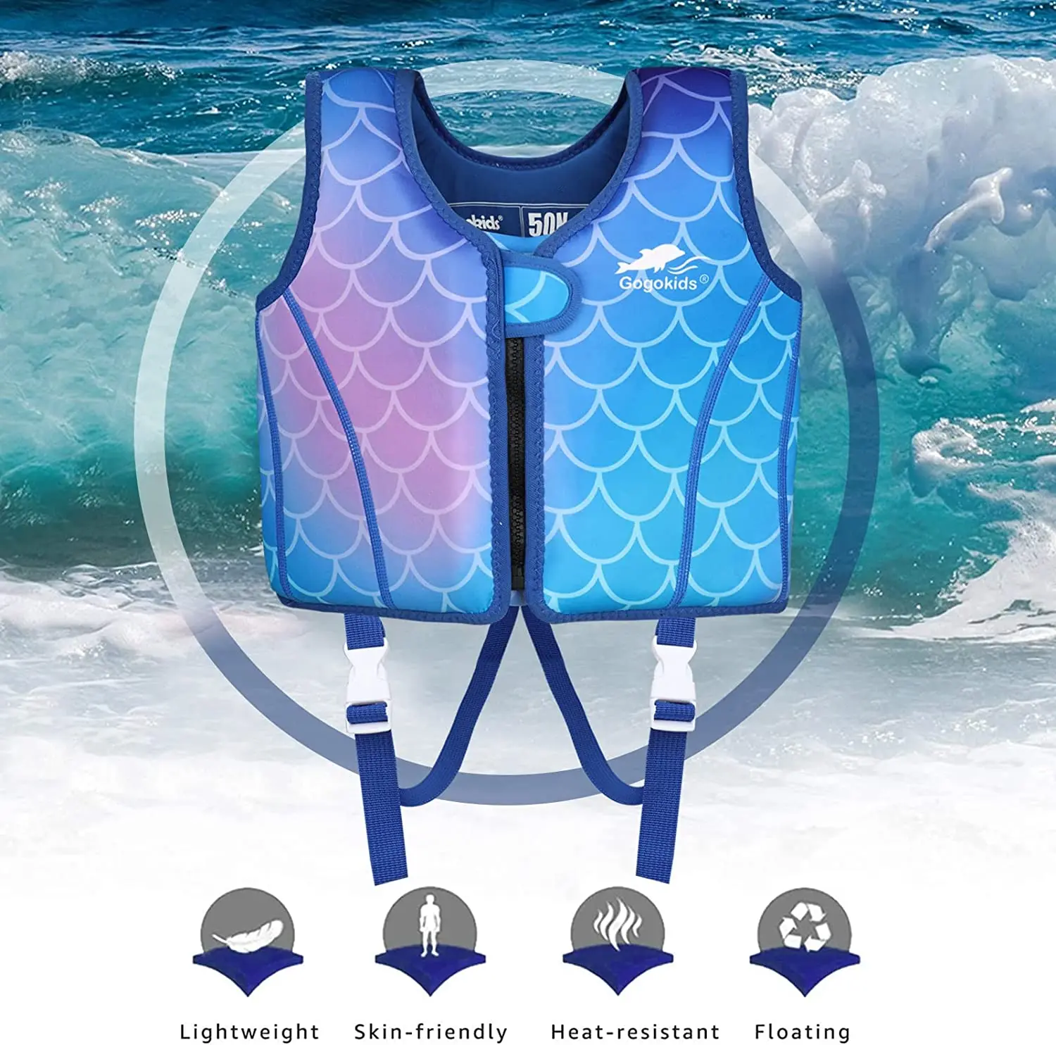 Life-Jacket-for-Kids-Mermaid-Design-with-Buckle-Safety-Swim-Vest-Water ...