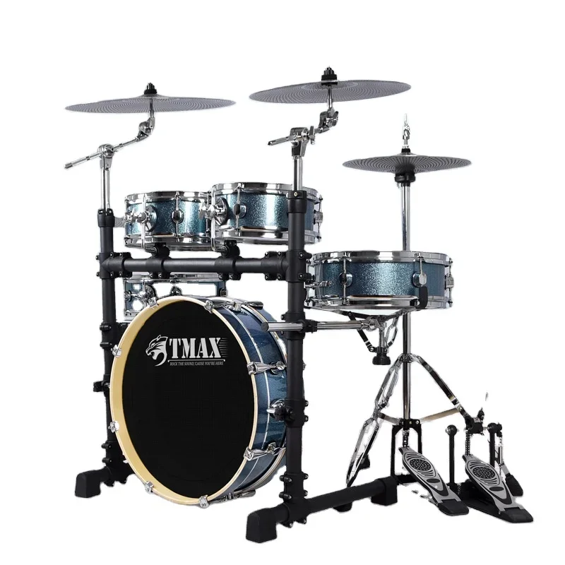 Portable-Drum-Set-5-Drums-3-Cymbals-4-Cymbals-Mute-Double-Sided-Drums ...