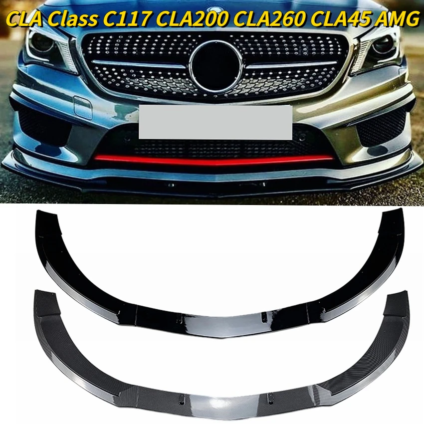For Mercedes Benz CLA Class C117 Car Front Bumper Lip Body Kit Spoiler ...