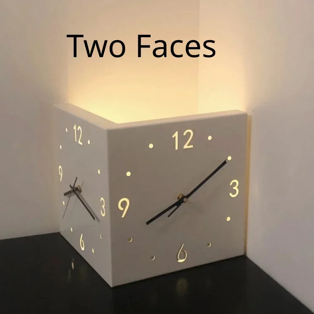 Inductive-luminous-corner-clock-square-living-room-double-sided-clock ...