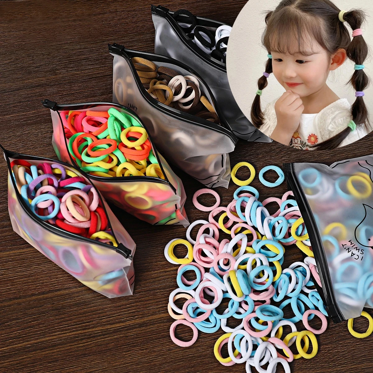 100pcs-Children-Elastic-Hair-Bands-Baby-Rubber-Band-For-Kids-Sweets ...