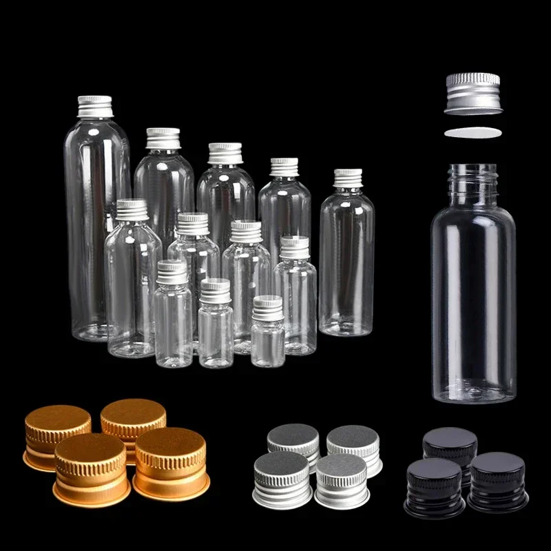 10Pcs-5ml-250ML-Mini-Plastic-Bottle-w-Aluminum-Screw-Caps-Portable ...