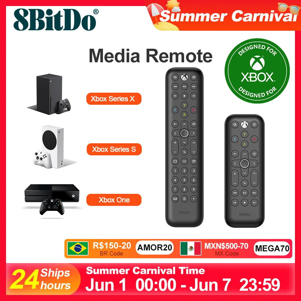 8BitDo-Media-Remote-for-Xbox-One-Xbox-Series-X-S-Infrared-Remote ...