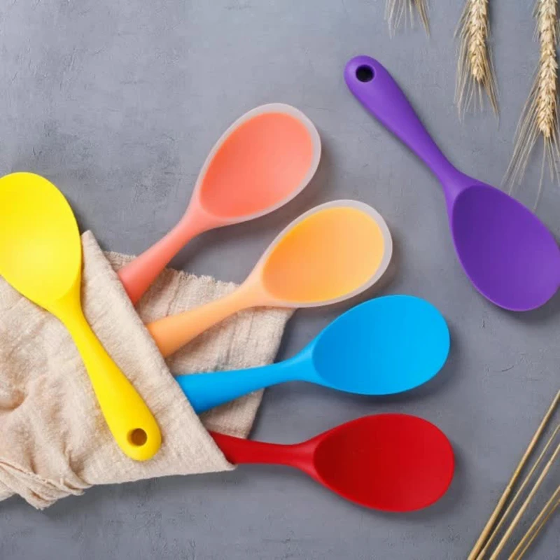 1Pcs-Silicone-Spoon-Non-stick-Cooking-Spoon-Anti-scalding-Pot-Rice-High ...