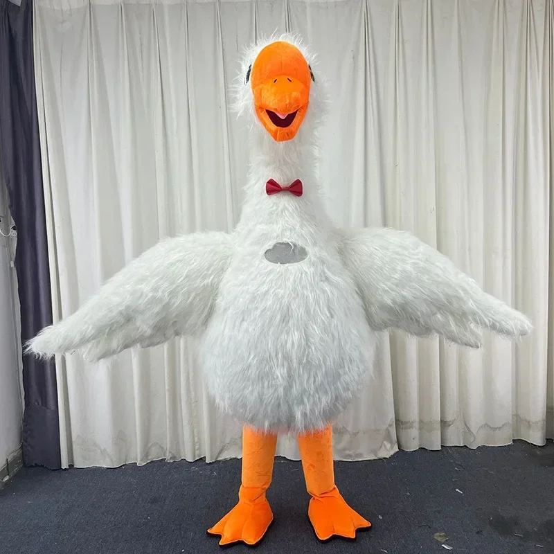 Inflatable-White-Swan-Mascot-Costume-Adult-Furry-Goose-Suit-for ...