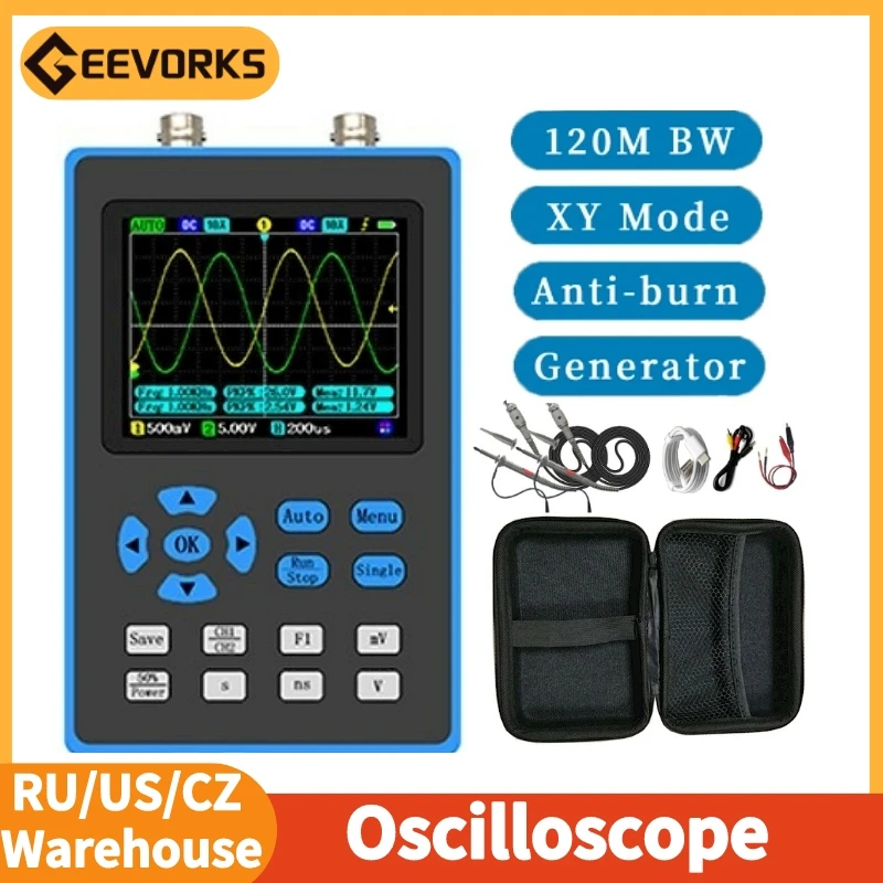DSO2512G 2.8 Inch Handheld Digital Oscilloscope 120M Bandwidth Dual ...