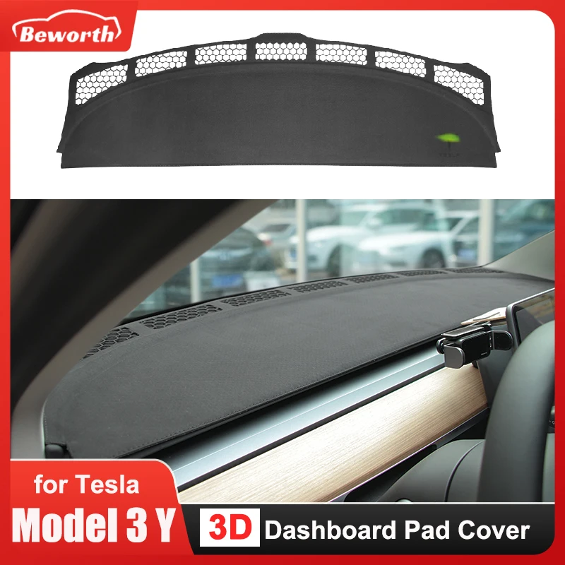 3d Dashboard Cover For Tesla Model 3 Y Non-slip Sun Shade Dashboard ...