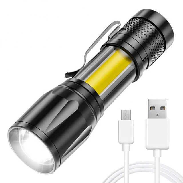 Flashlight Rechargeable Battery LED Flashlight Zoom Torch Outdoor ...