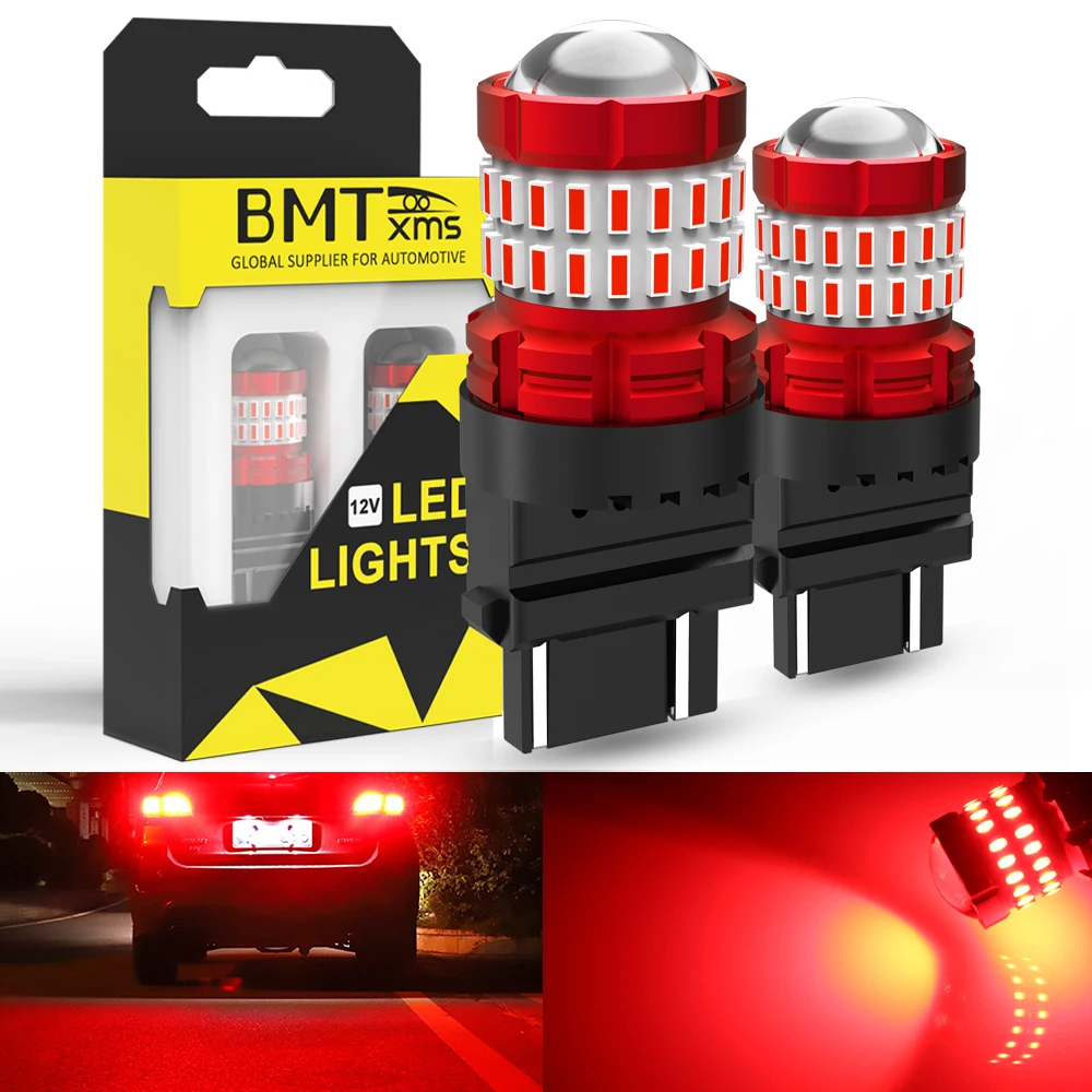 BMTxms-2Pcs-T25-P27-5W-LED-3157-Canbus-Brake-Red-Light-P27W-LED-3156 ...