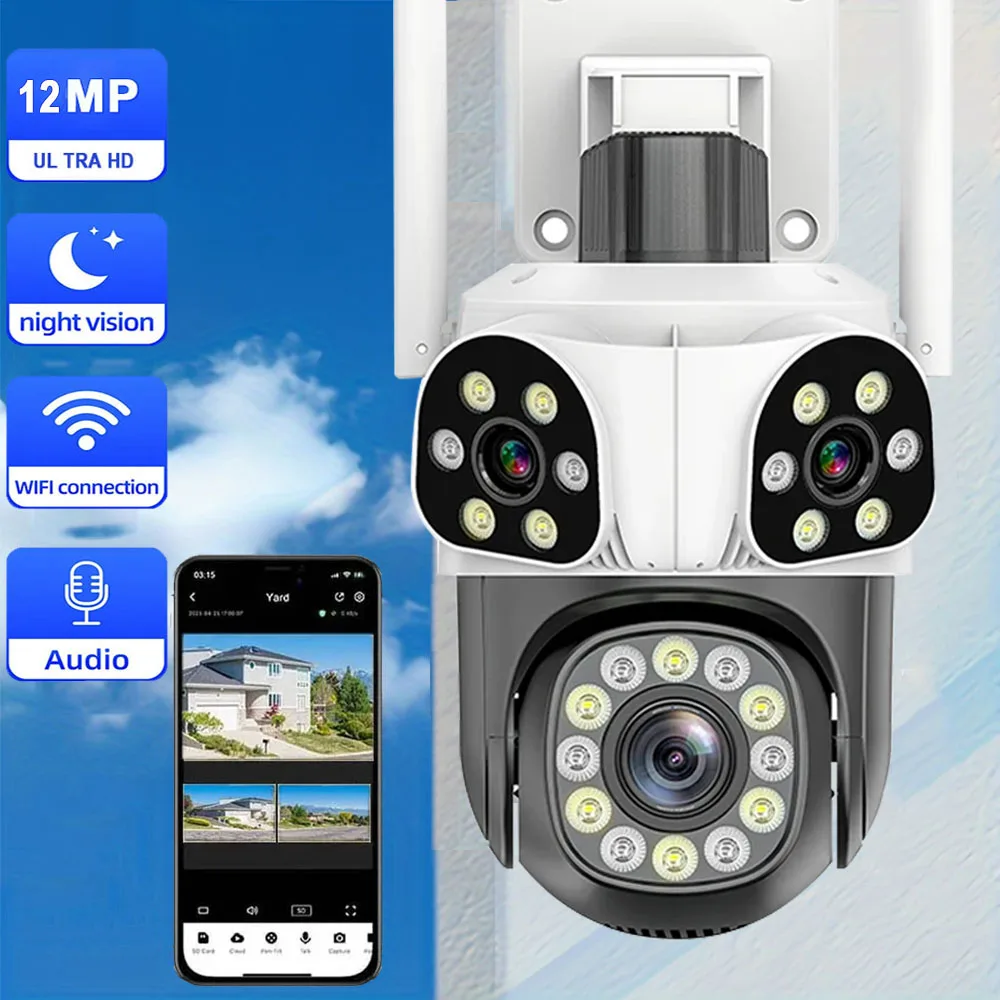 6K-12MP-WiFi-Camera-Outdoor-10x-Zoom-Triple-Lens-Three-Screen-Auto ...
