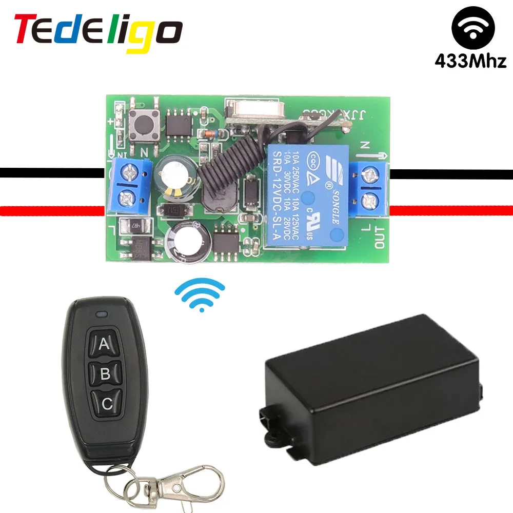 DIY 조명 스위치 220V 10A 차단기 433MHz 무선 원격 제어 릴레이 모듈 송신기, 팬 LED 벽 스위치 홈 전기