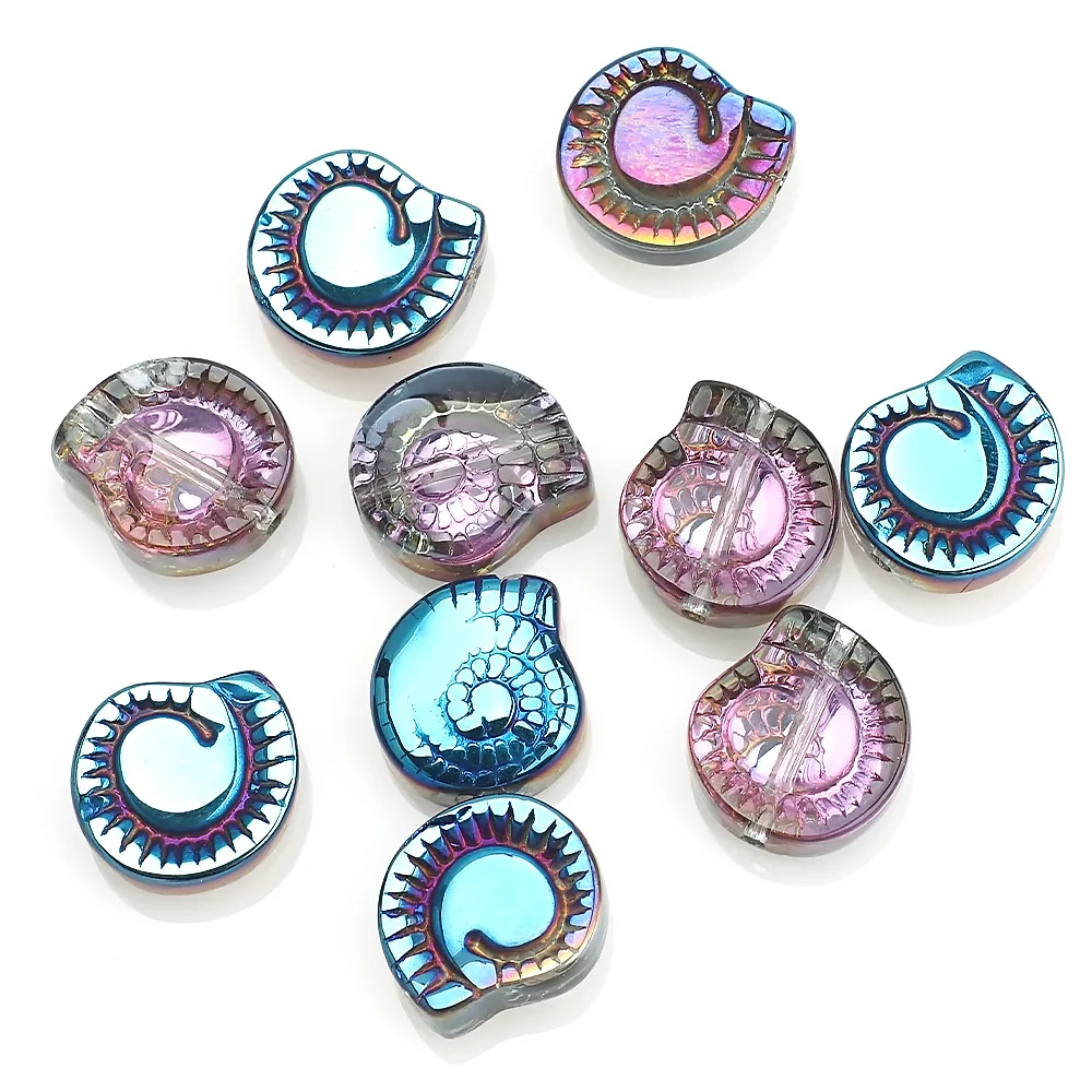 50Pcs 11X12MM Snail Shape Glass Smooth Beads Plated Matte Crystal ...