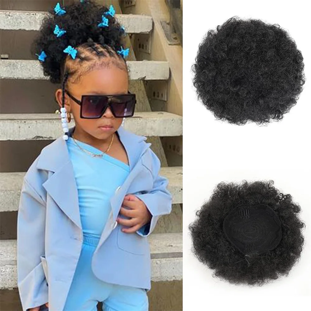 Human-Hair-Afro-Puff-Drawstring-Ponytail-Hair-Curly-Ponytail-Short ...