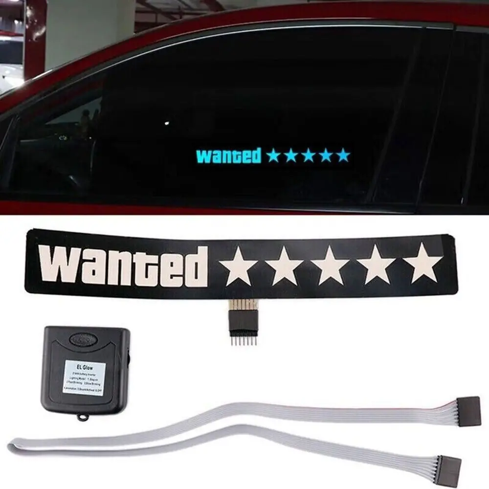 Wanted-Led-Car-Sticker-Window-Windshield-Sticker-Electric-Safety-Signs ...