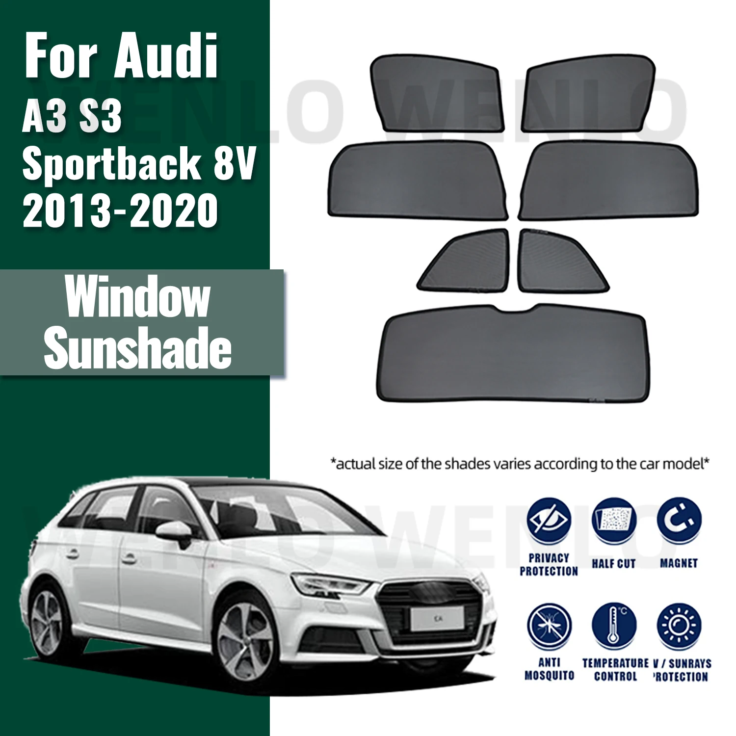 For Audi A3 S3 8V 2013-2020 Car Sunshade Customized Side Window Curtain ...