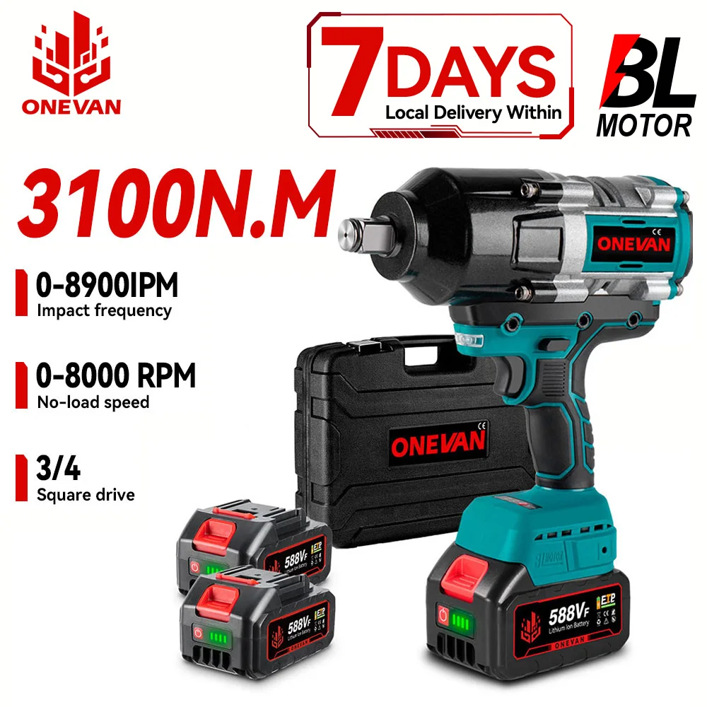 ONEVAN 2800W Brushless Electric Impact Wrench Cordless 3100N.M High ...