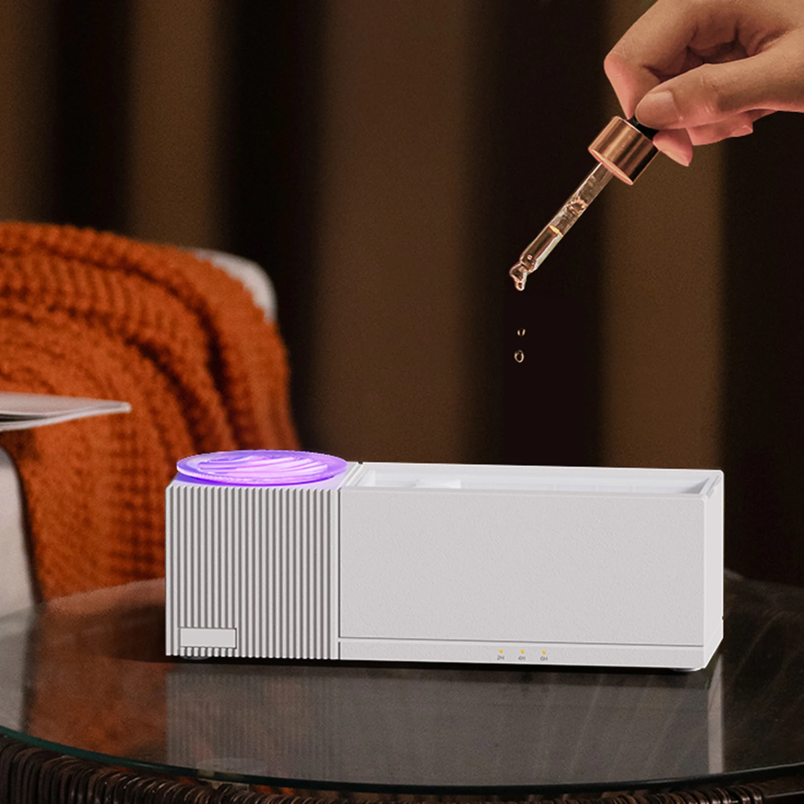 Flame Air Diffuser Humidifier with Ocean Wave Projector Essential Oil ...