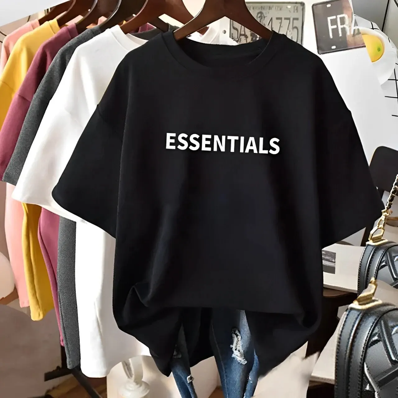 Camiseta-con-estampado-de-letras-en-ingl-s-ESSENTIALS-para-mujer-Top-de ...