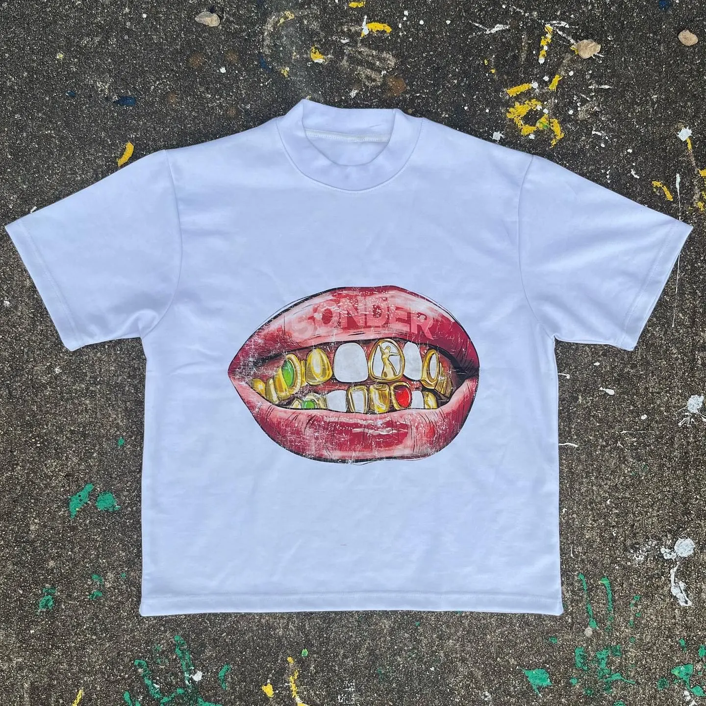 Streetwear-T-Shirt-Y2K-Hip-Hop-Gothic-Teeth-Graphic-Print-Oversized ...