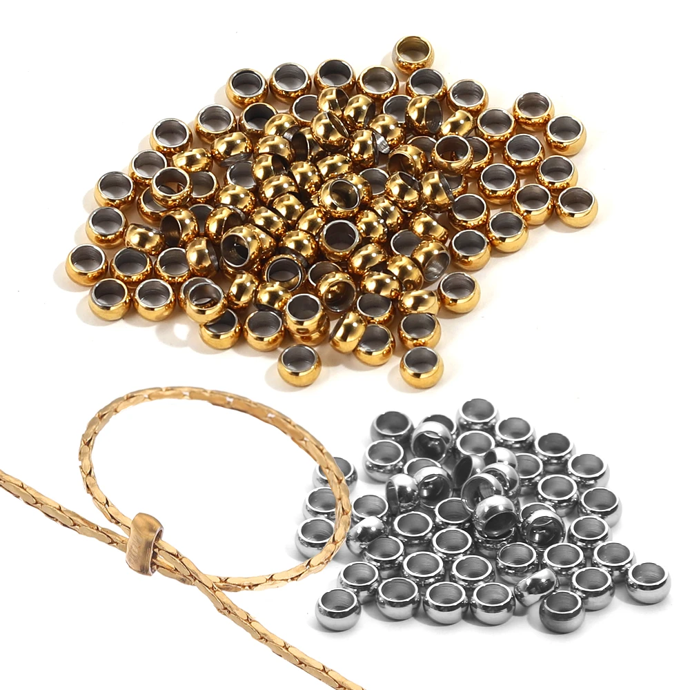 100pcs Stainless Steel Plating 18K Gold Positioning Buckle Spacer Beads ...