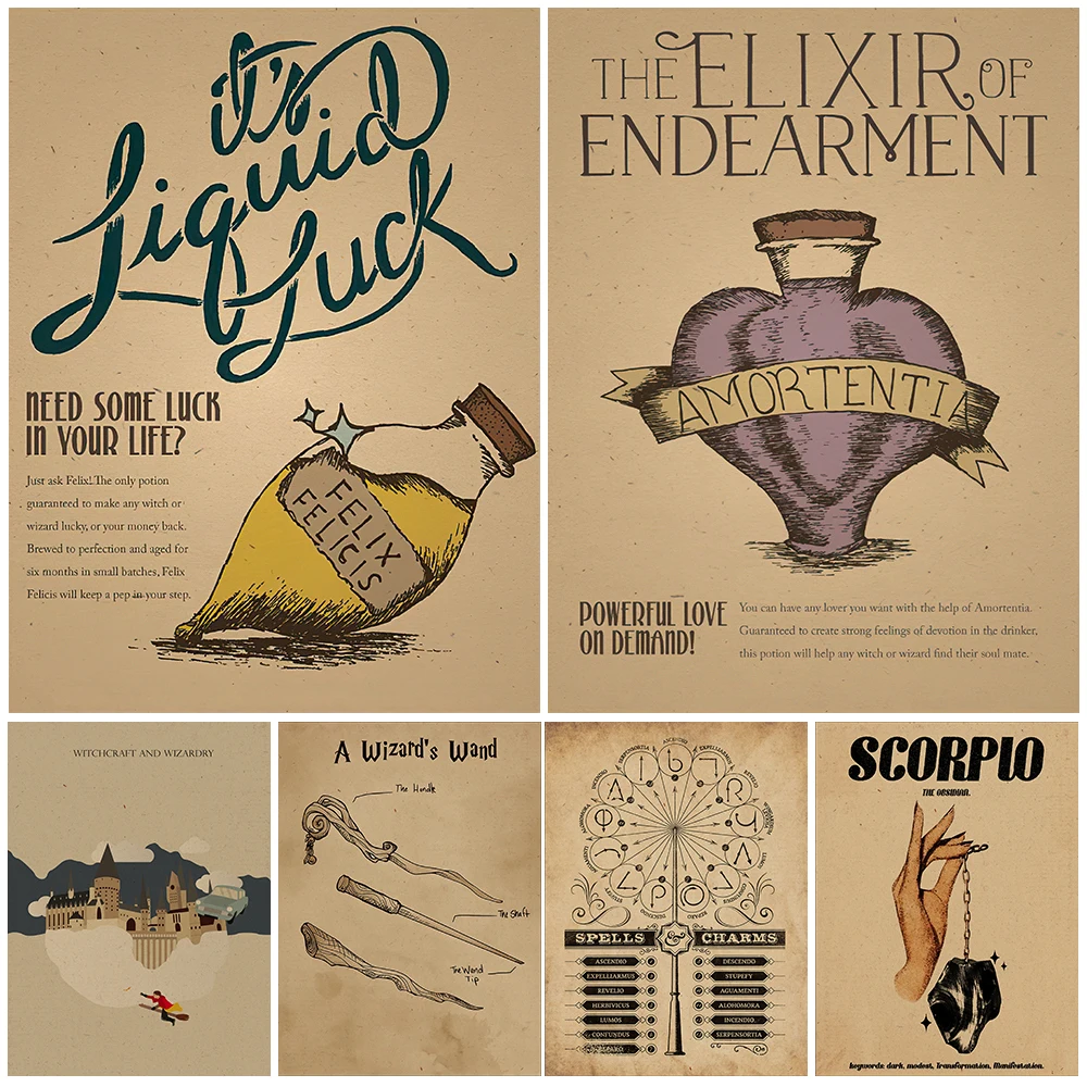 Magic-Potion-For-Good-Luck-And-Magic-Potion-For-Love-Vintage-Wall-Art ...