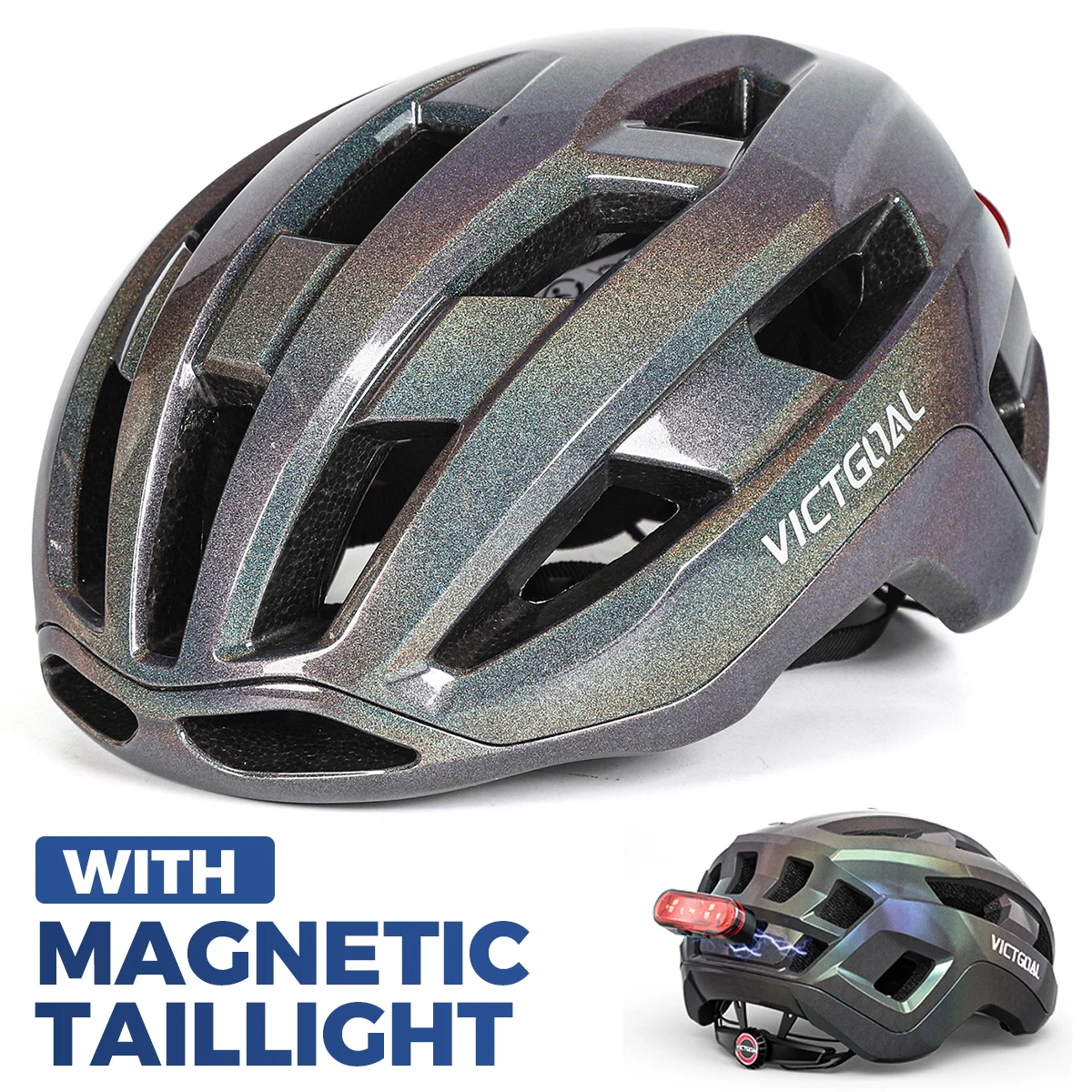 VICTGOAL Road Bike Helmet for Men Women Magnetic Tail Light LED ...