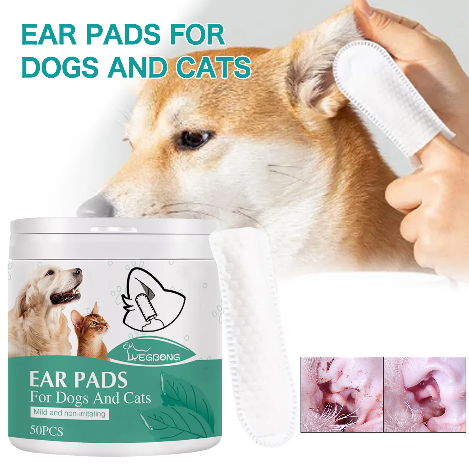 Pet-Ear-Cleaning-Wipes-Finger-Cots-Cleaning-Cat-and-Dog-Ear-Mites-and ...