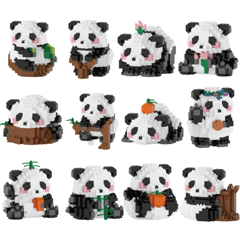 Anime Building Block Splicing Mini Cartoon Panda Character Toy Assembly ...