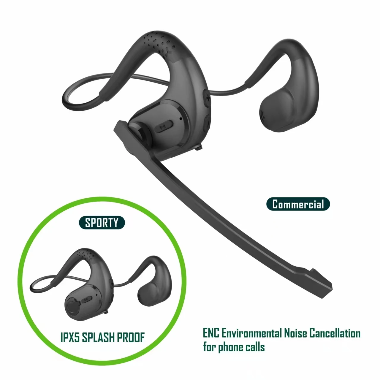Wireless-Air-Conduction-Stereo-Headset-Open-EAR-Commercial-Earphones ...