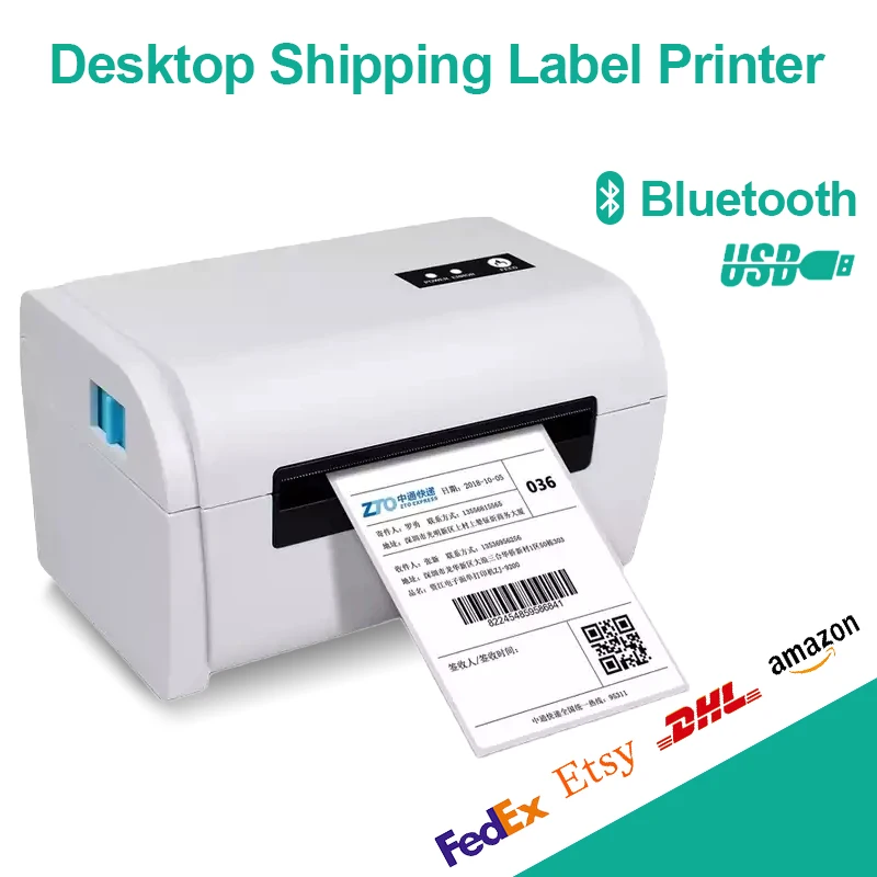 40 110mm Width Thermal Label Printer For Shipping Package Barcode Photo Sticker Printing USB 