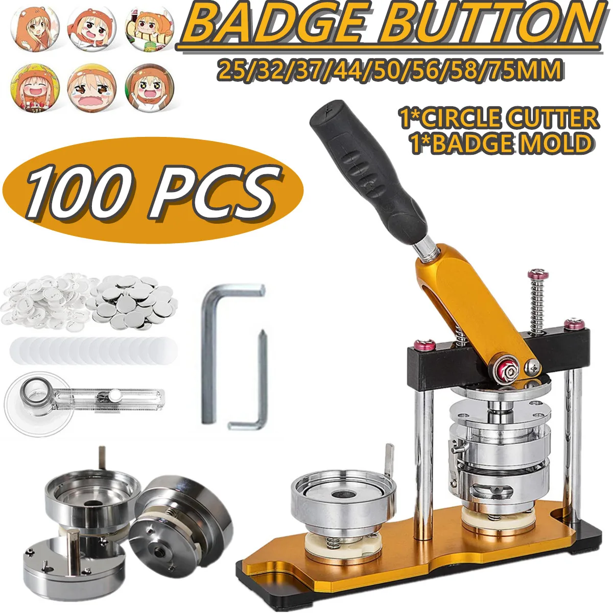 25-75MM-Button-Pin-Badge-Maker-Machine-Multiple-Sizes-Badges-Set-with ...