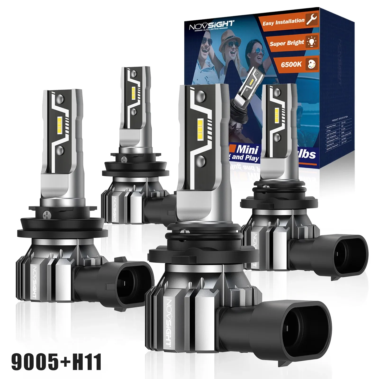 NOVSIGHT-LED-Headlight-Bulbs-2PCS-9005-2PCS-H11-Car-Headlamp-High-Low ...