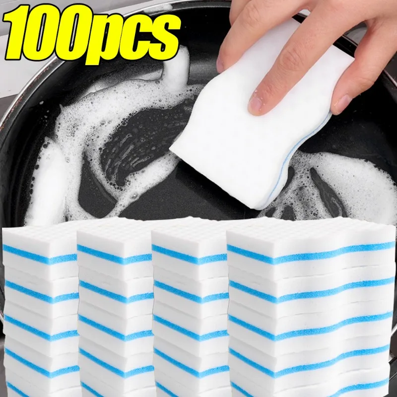1-100PCS-Melamine-Sponge-Compression-Magic-Sponges-Kitchen-Dishwashing ...