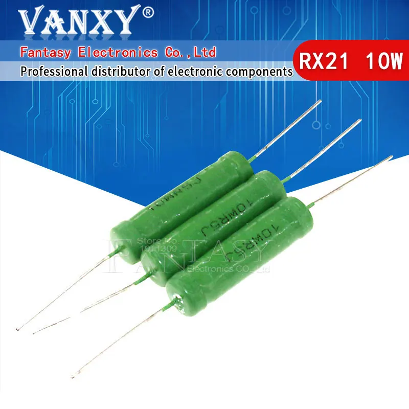 5pcs-RX21-10W-Wire-Wound-Resistance-5-1R-10R-100R-1K-10K-12K-15K-20R ...