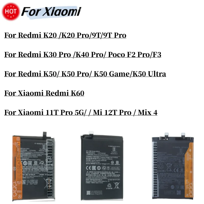 Battery For Xiaomi Redmi Mi Poco F2 F3 K20 K30 Mix 4 K40 K50 K60 9T 11T ...