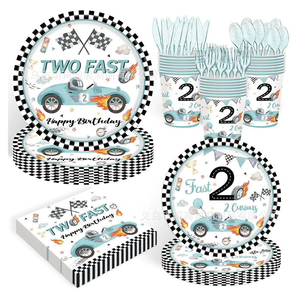 Racing-Car-Disposable-Tableware-PLates-Cups-Napkin-Tablecloth-Two-Fast ...