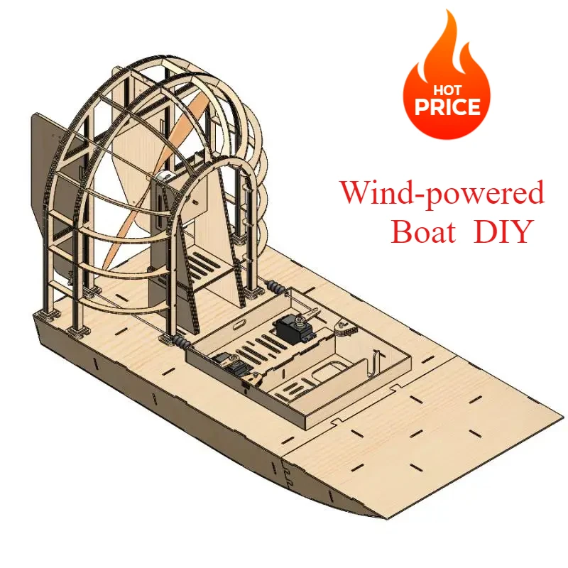 Wind-powered Boat Wooden Assembled Ship Model Electric Toy Remote ...