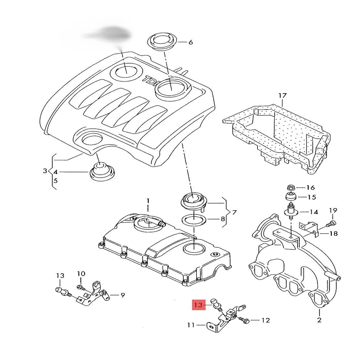 Новый болт крепления крышки двигателя TDI для VW Golf 4 5 Polo 9N Sedan ...