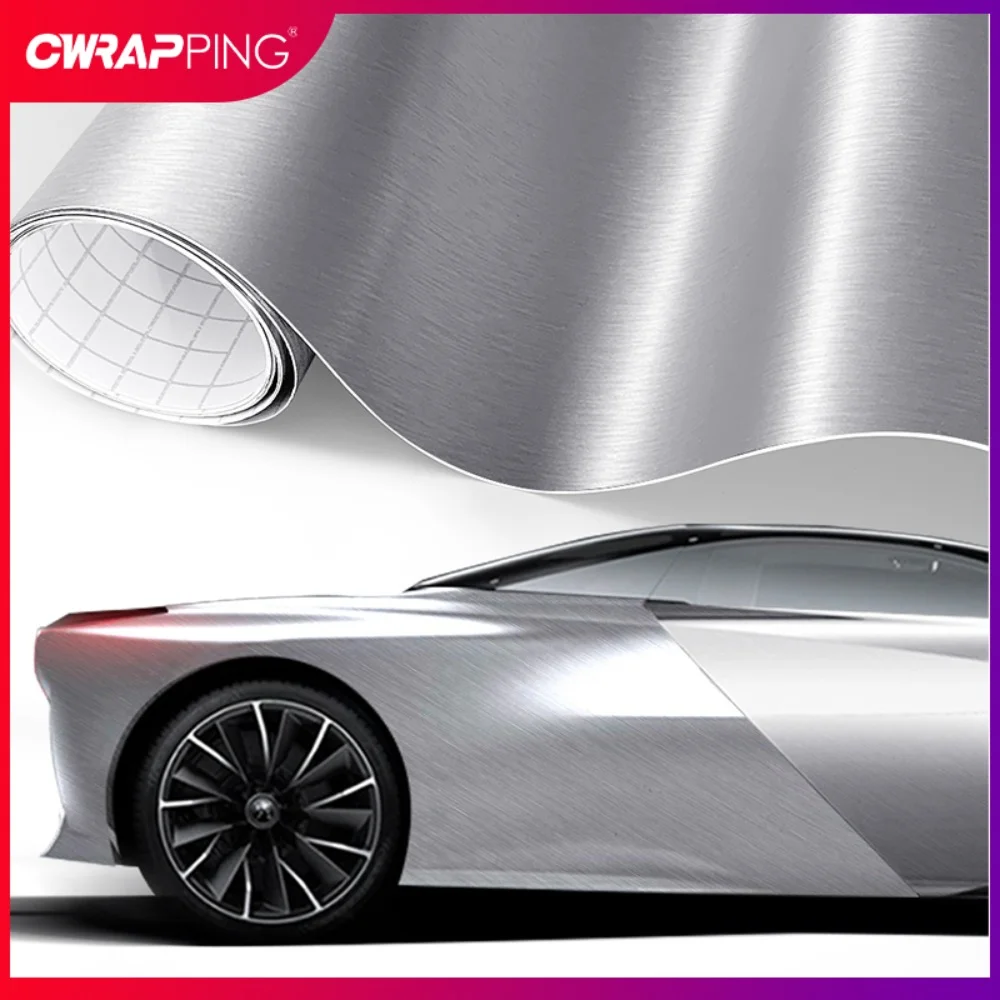 Brushed-Aluminum-Vinyl-Wrap-Film-Silver-Car-Stickers-PVC-Self-Adhesive ...