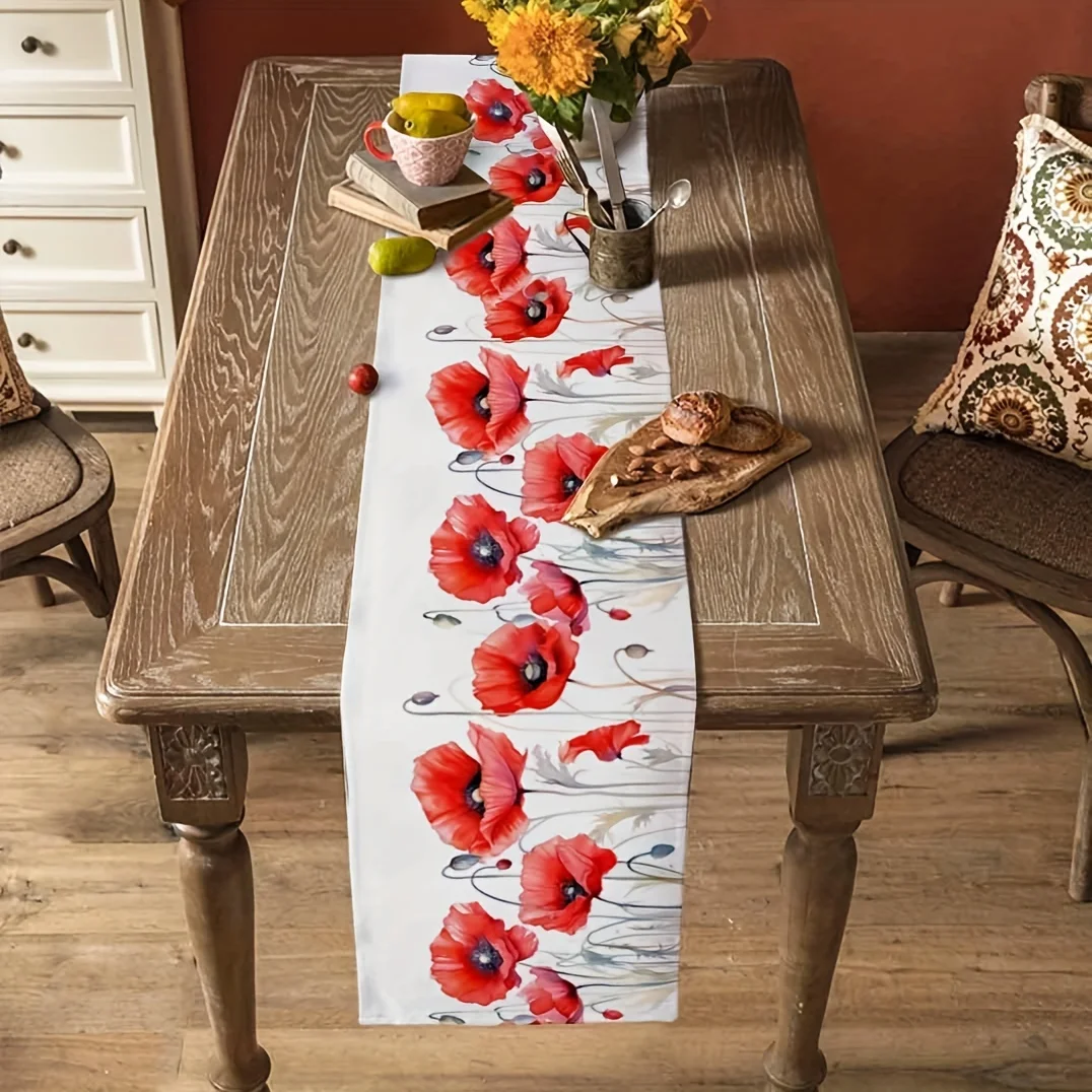 VIKAMA Poppy Floral Tablecloth Perfect for Family Gatherings Afternoon ...