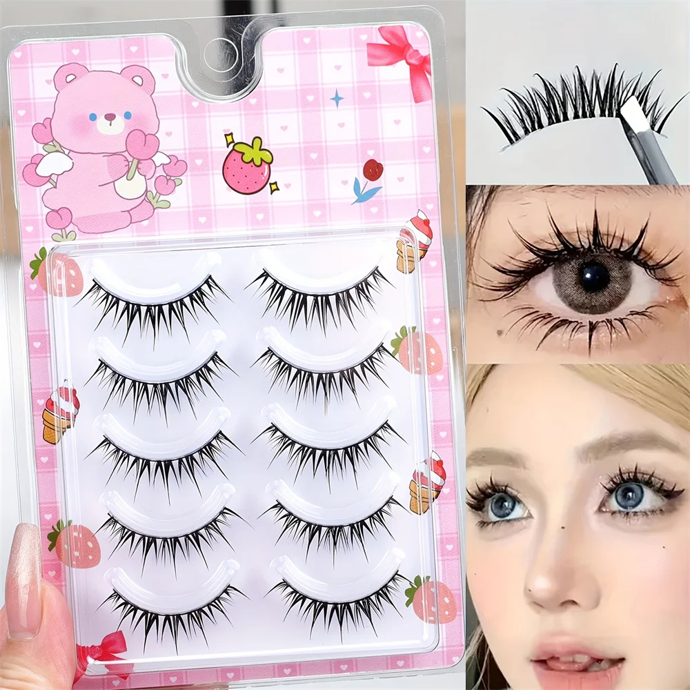 5 pairs of comic wet eyelashes, cat eyes and natural style C rolls ...