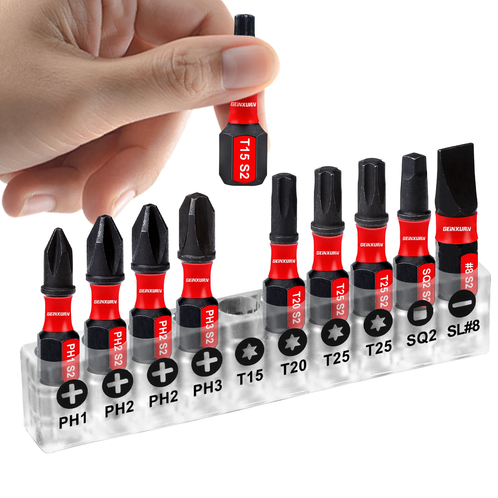 Geinxurn-2Inches-Mixed-Impact-Sscrewdriver-Bit-Set-S2-Steel-Magnetic ...