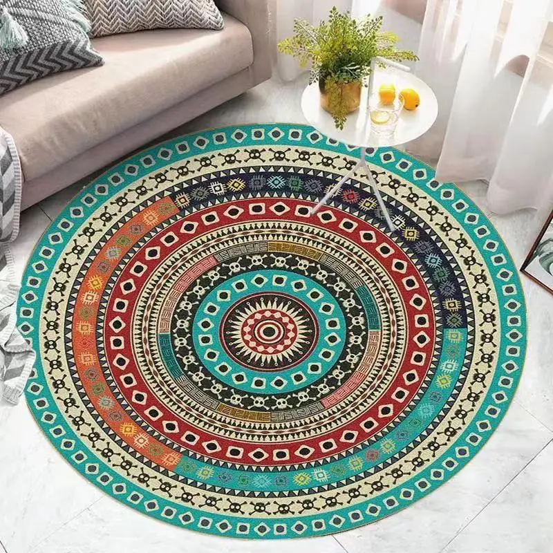 Ethnic Retro Style Round Carpets Nordic Bedroom Decor Carpet Large Area ...