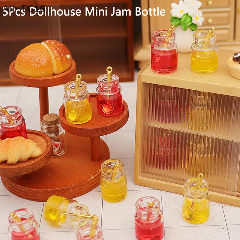 5Pcs 1/1 Dollhouse Simulation Mini Glass Jar Jam Model Dollhouse ...