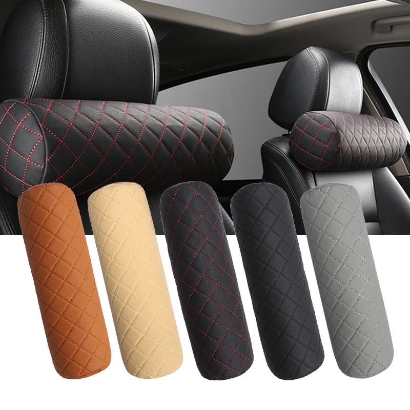 Luxury-Car-Seat-Neck-Pillow-Headrest-Leather-Memory-Chair-Cervical ...