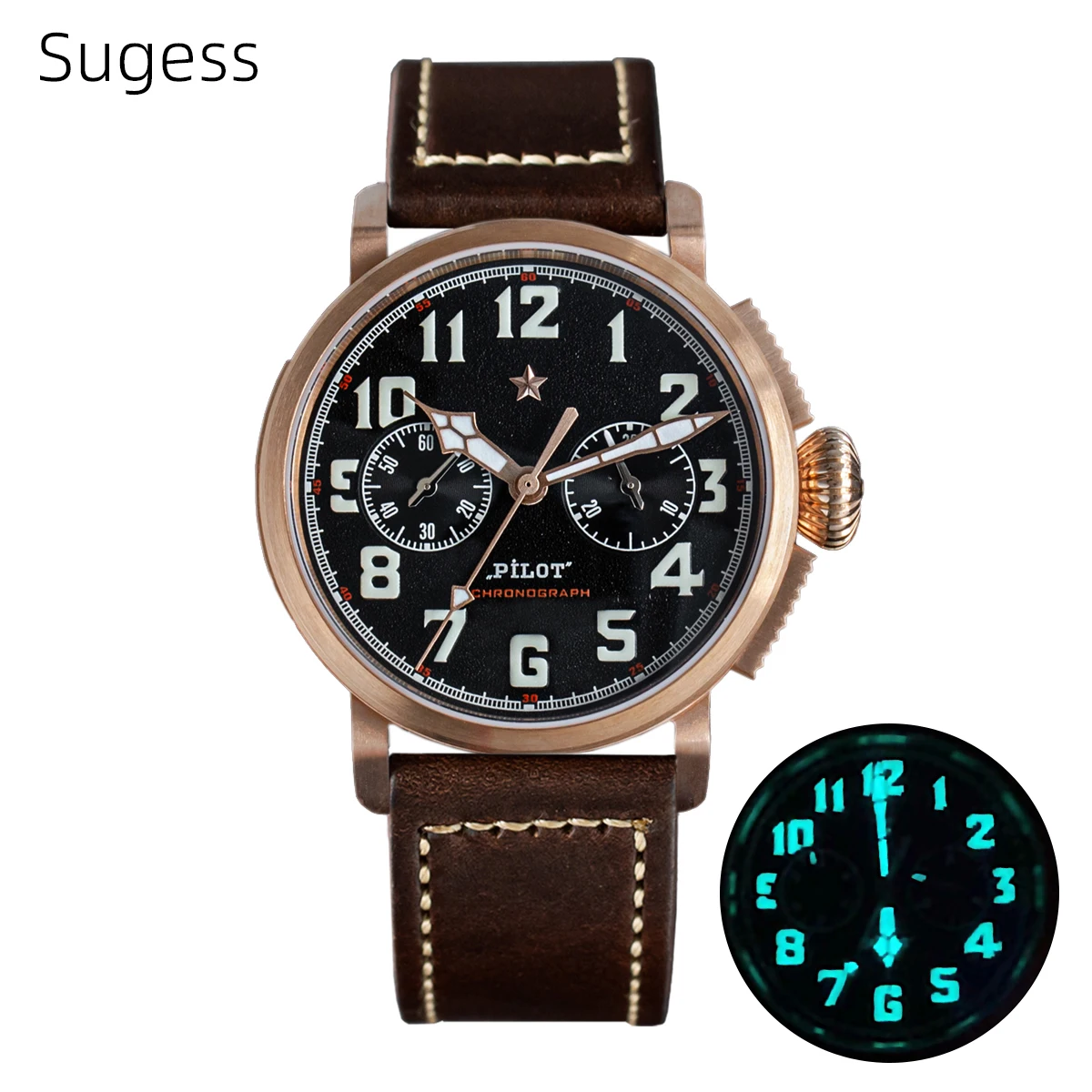 42mm-Bronze-Mens-Watch-Mechanical-Hand-Wind-Wristwatch-Original-ST1901 ...