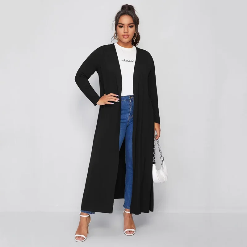 Plus-Size-Spring-Elegant-Maxi-Cardigan-Women-Long-Sleeve-Open-Front ...