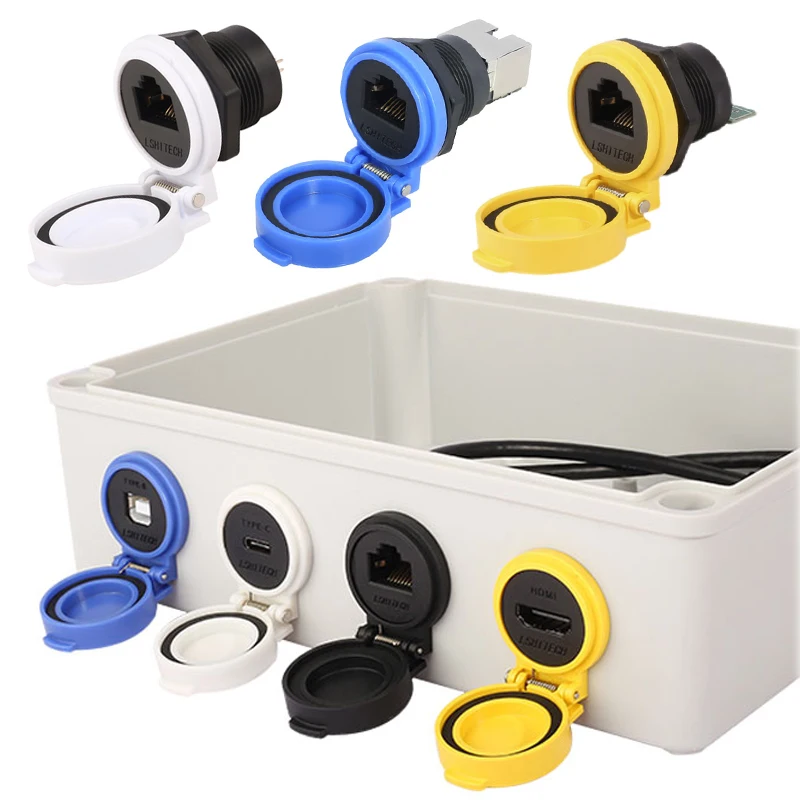 IP65-8P8C-CAT5-CAT6-Dual-Network-Port-RJ45-Ethernet-LAN-Cable-Connector ...