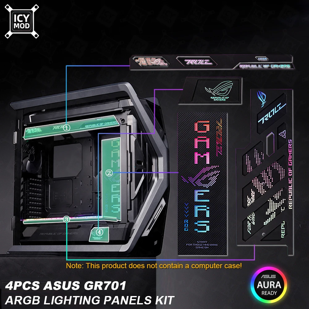 4pcs Rog Gr701 Chassis Rgb Laser Lighting Panels 2023 New Asus Hyperion ...