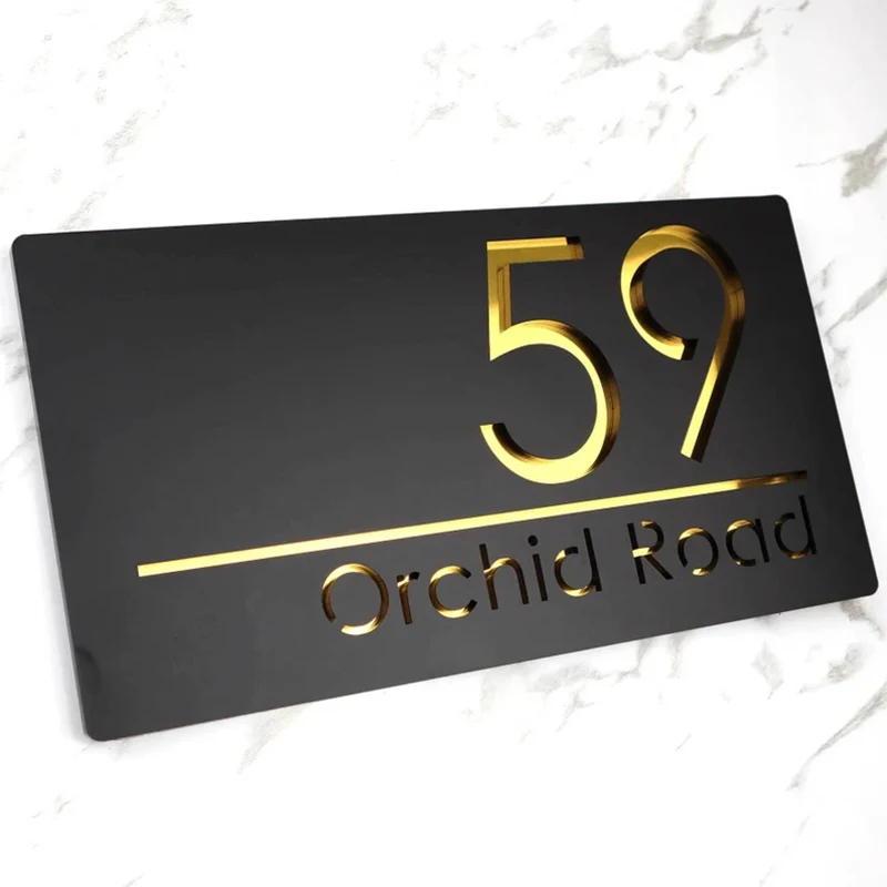 Personalised Laser Cut Acrylic Modern House Door 3D Number Sign Plaques ...
